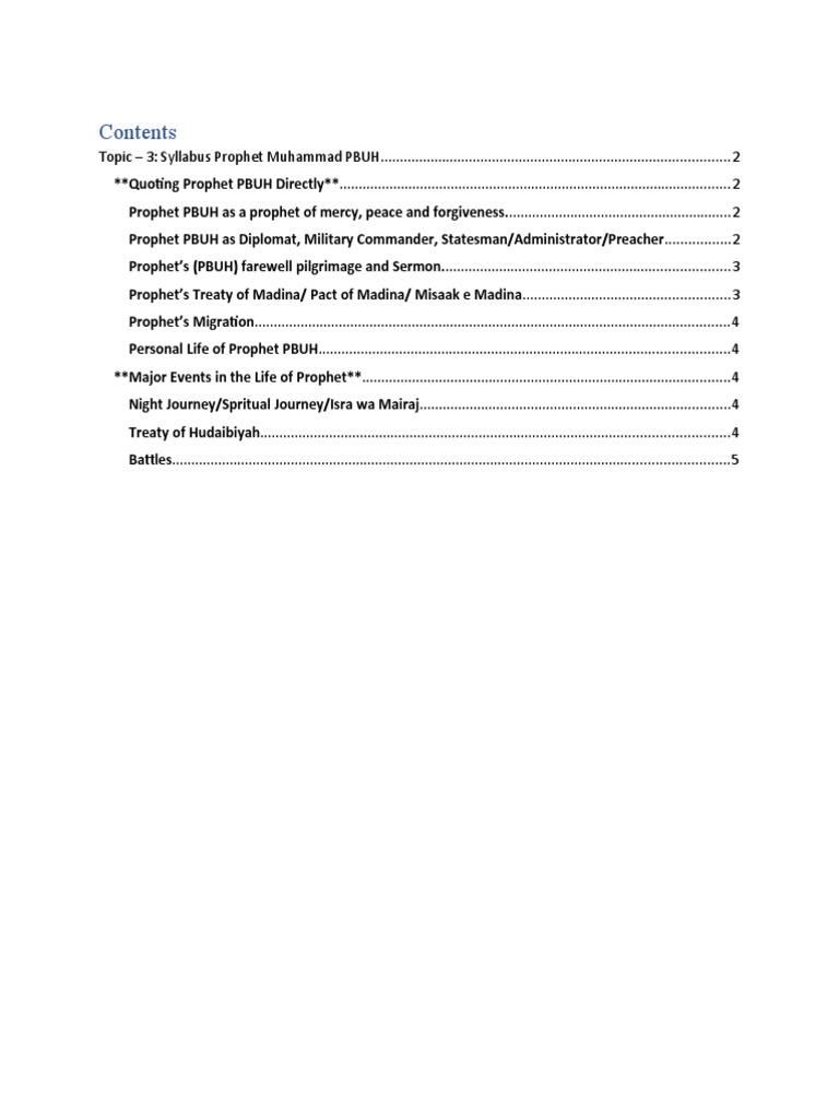 Life and Teachings of Prophet Muhammad PBUH | PDF | Muhammad | Medina