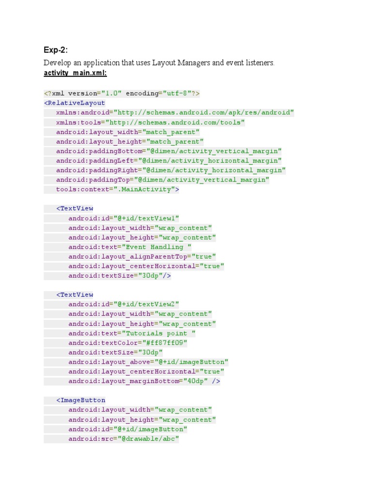 Develop An Application That Uses Layout Managers and Event Listeners | PDF | Android (Operating ...
