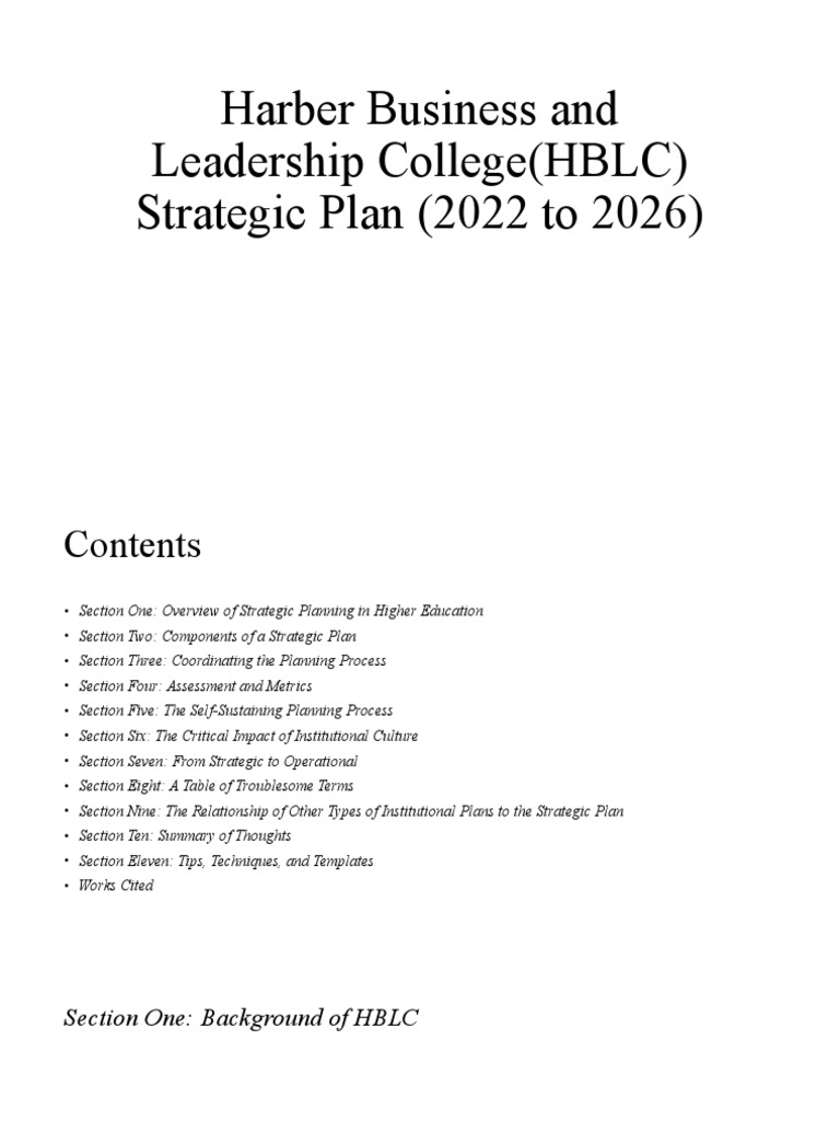 Harber Business and Leadership College (HBLC) | PDF | Strategic ...