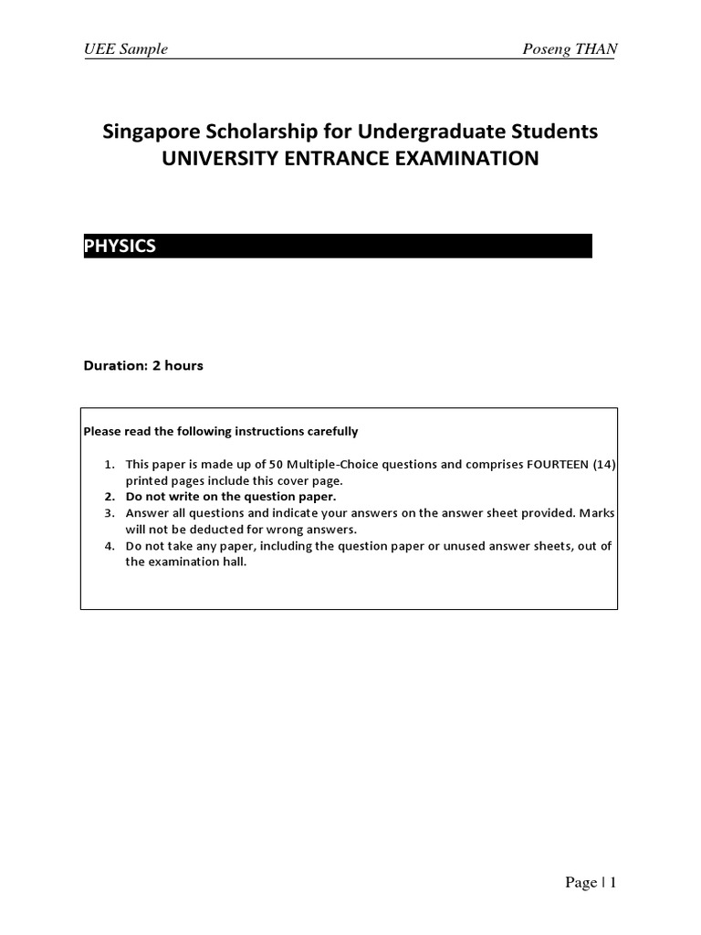 University Entrance Examination Sample P | PDF | Force | Waves