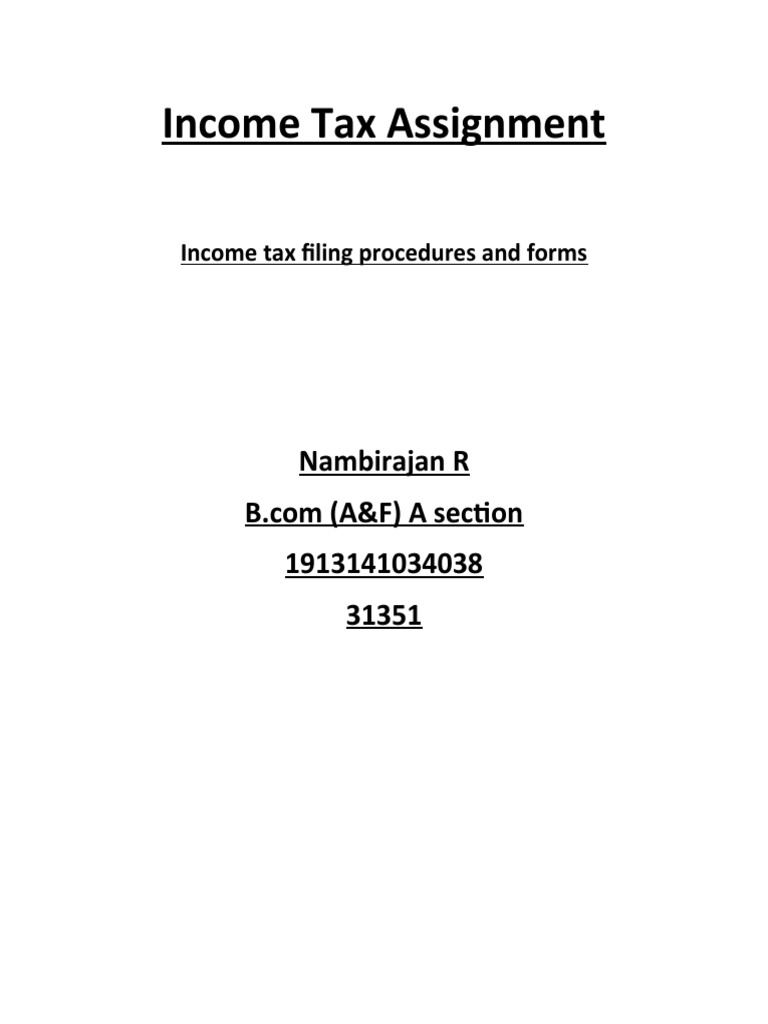 Nambirajan Income Tax Assignment | PDF