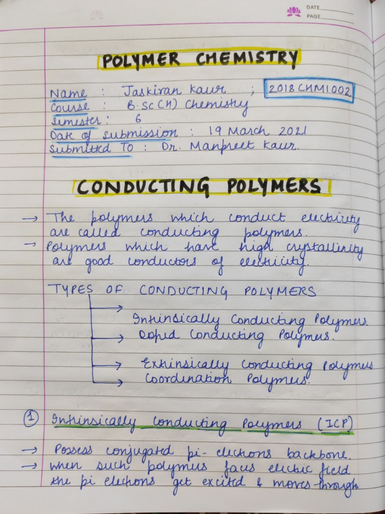 Conducting Polymers: 9ninsitatyonduuing Loymus (1CP) | PDF | Applied ...