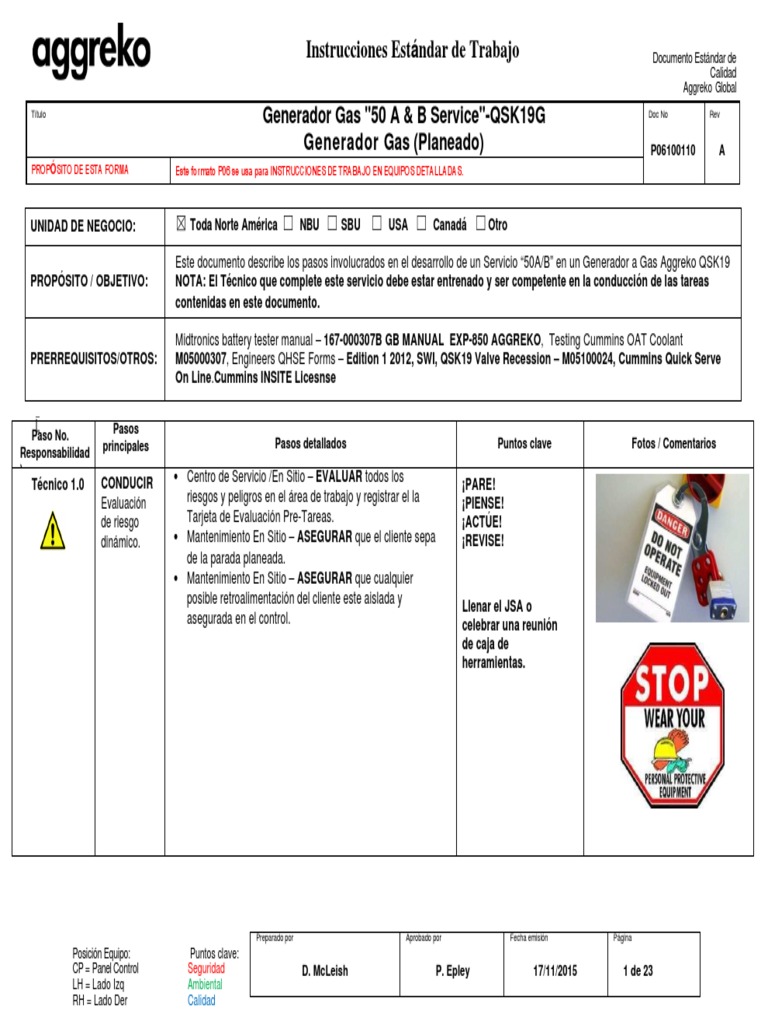 Gas Generator 50 AB Service - QSK19G Gas Generator - (Planned ...