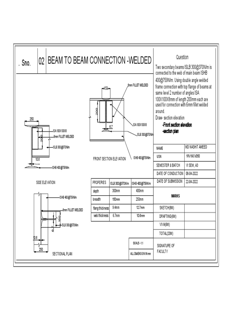 Beam to Beam Welded Connection Details | PDF | Mechanical Engineering ...