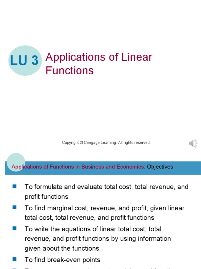 LU3 Applications of Linear Functions | PDF | Supply (Economics) | Demand