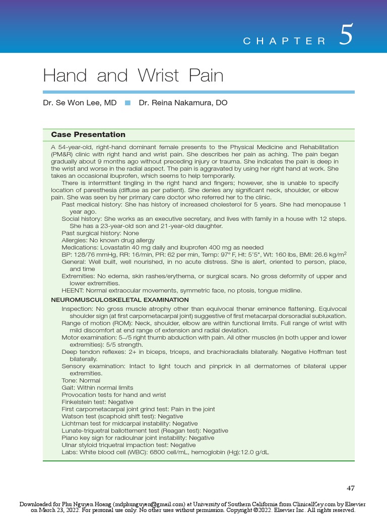 2020 Hand and Wrist Pain - Clinical Diagnosis in Physical Medicine and ...