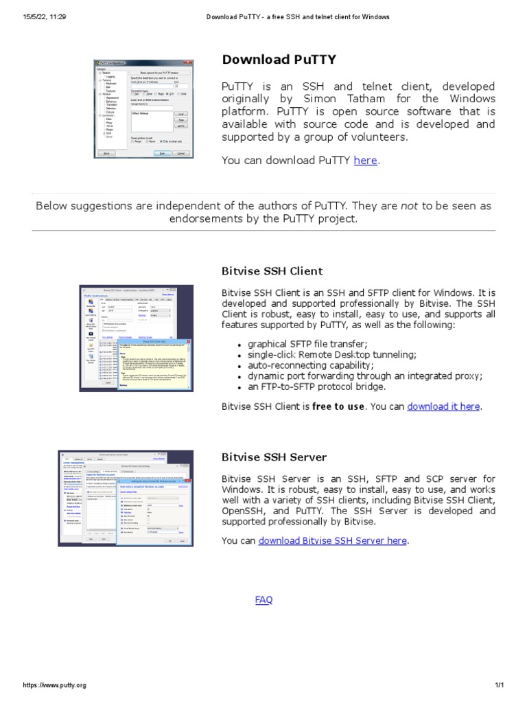 PuTTY - A Free SSH and Telnet Client For Windows | PDF | Secure Shell | Software Development