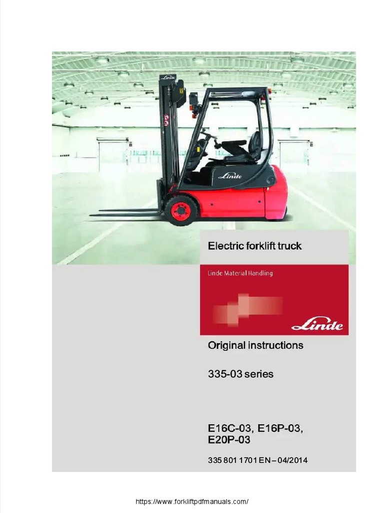 Linde E16 20 Forklift Trucks Original Operator's Manual PDF | PDF ...