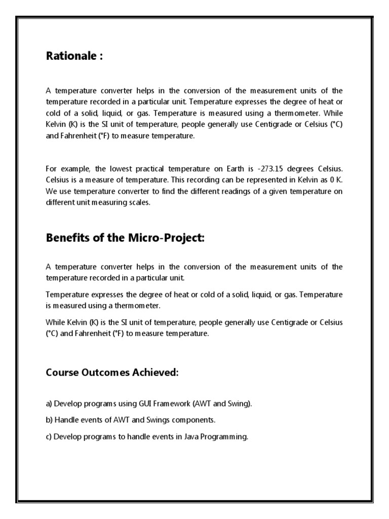 Rationale:: Course Outcomes Achieved | PDF | Temperature | Fahrenheit