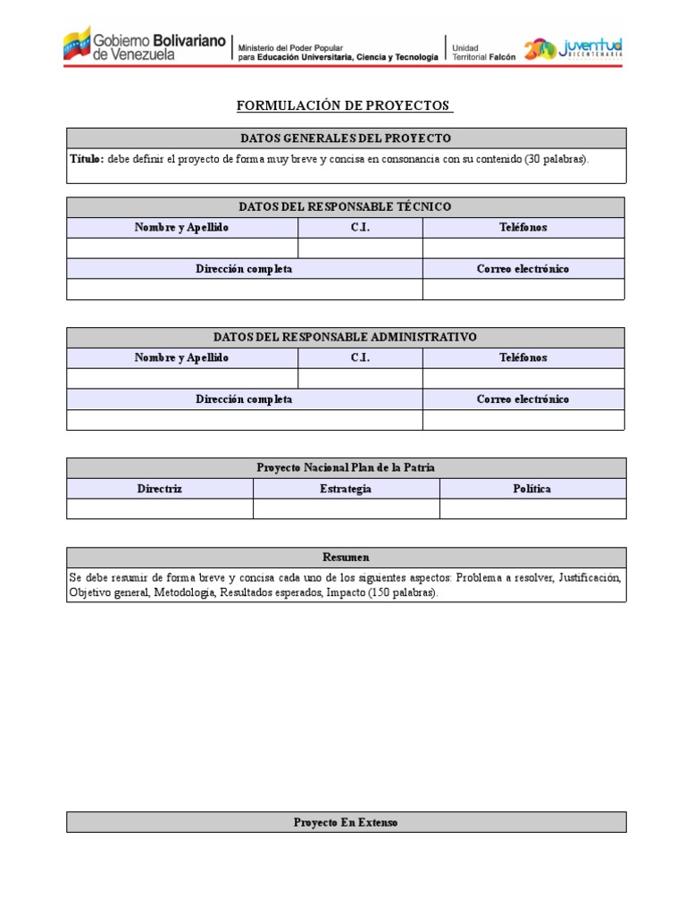 Formato FONACIT | PDF | Presupuesto