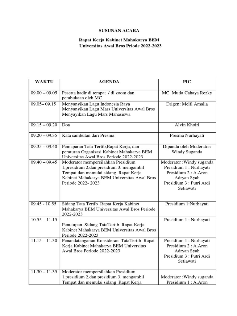 Susunan Acara MC & Moderator | PDF