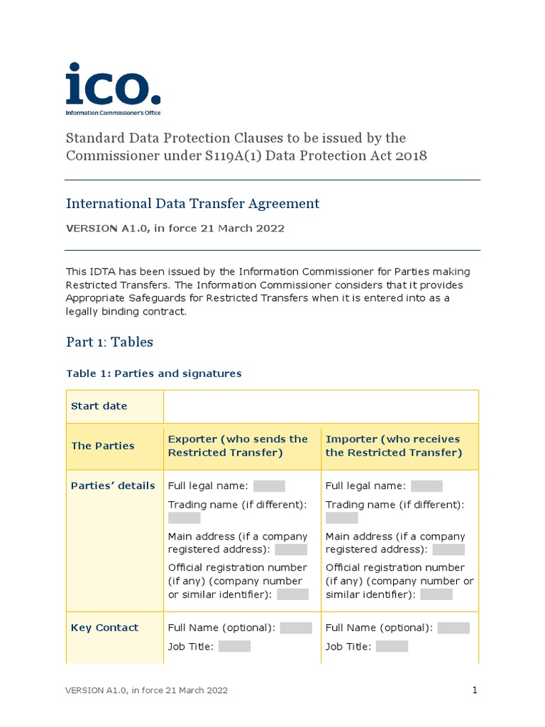 Standard Data Protection Clauses To Be Issued by The Commissioner Under ...