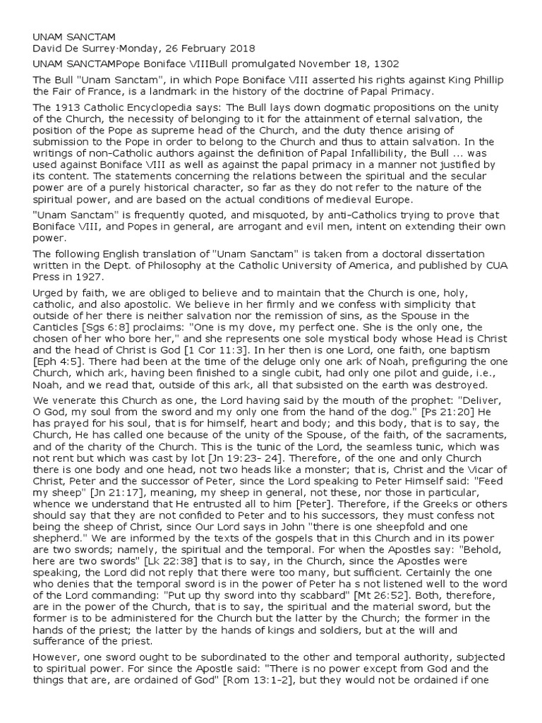 Unam Sanctum | PDF | Trust Law | Pope