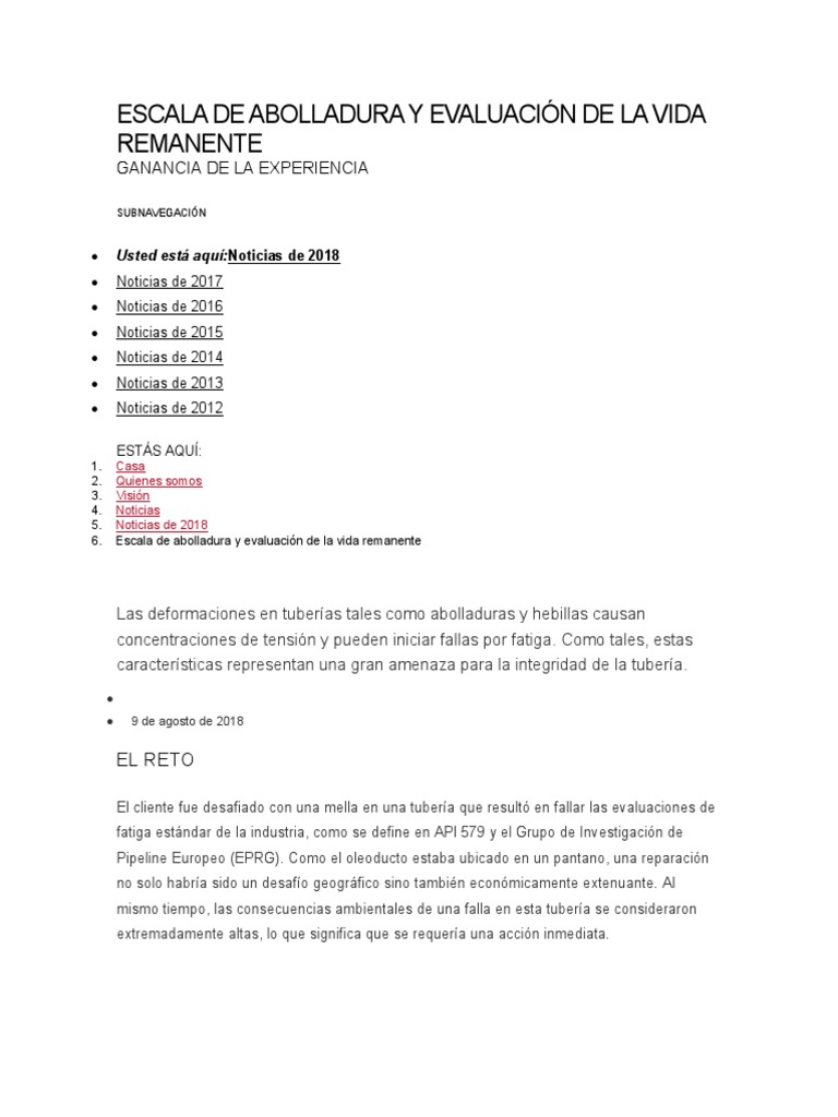 Escala de Abolladura y Evaluación de La Vida Remanente | PDF | Estrés ...