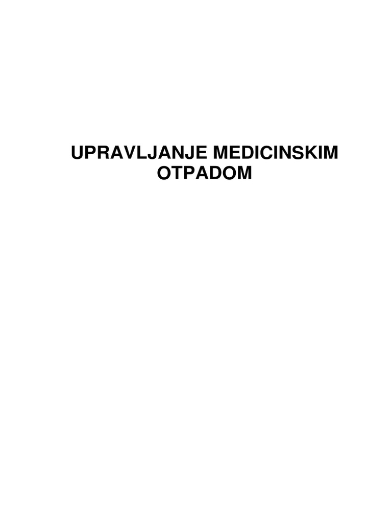 Upravljanje Medicinskim Otpadom | PDF