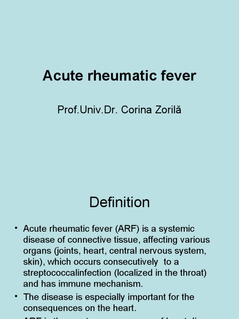 Acute Rheumatic Fever Overview | PDF | Epidemiology | Medical Specialties