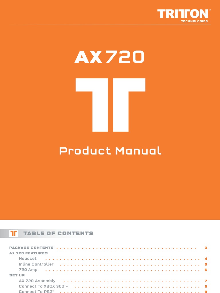 AX720 User Manual | PDF | Xbox 360 | Play Station 3
