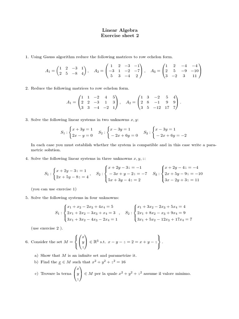 Row Reduction and Linear Systems: Solving Problems Involving Gauss Elimination, Linear Equations ...