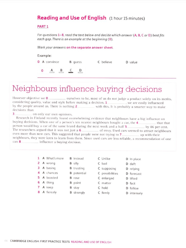 Cambridge Exam Test | PDF