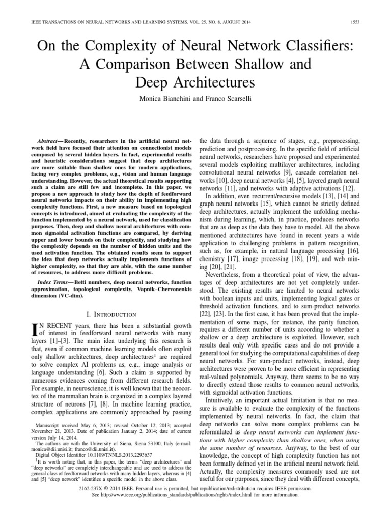 On The Complexity of Neural Network Classifiers: A Comparison Between ...