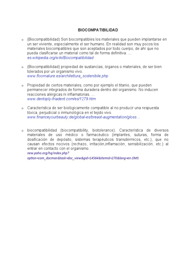 Biocompatibilidad | PDF