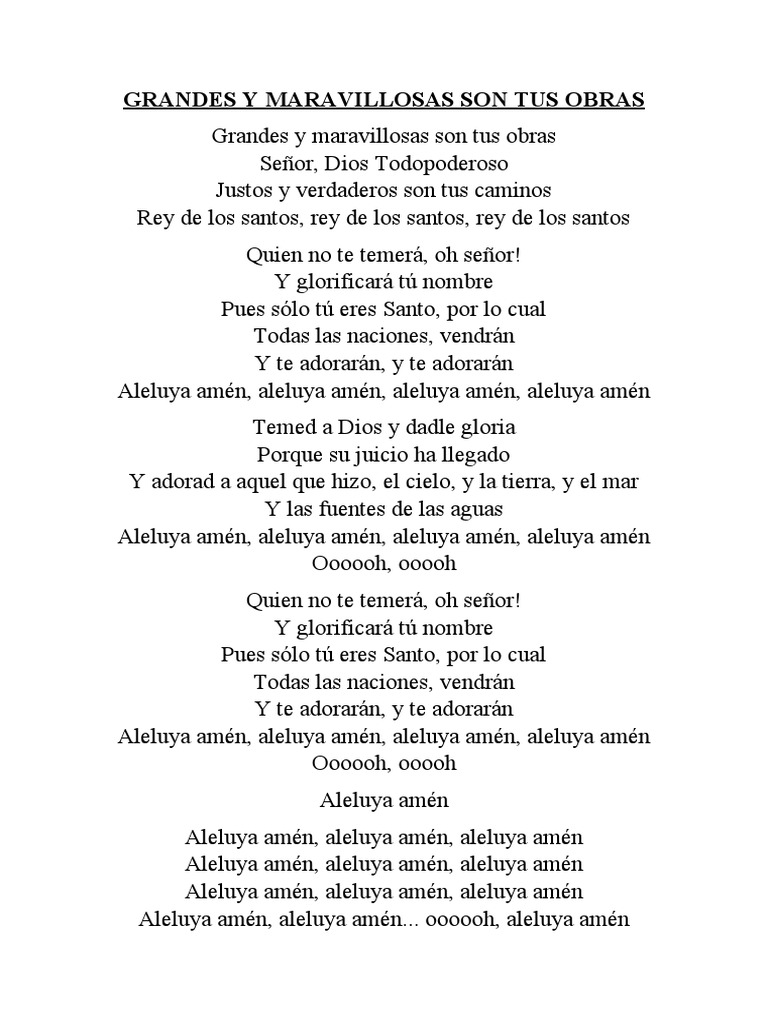 Grandes y Maravillosas Son Tus Obras | PDF | Amor | Creencia religiosa y doctrina