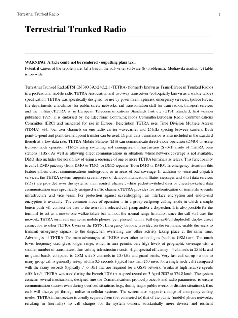 Terrestrial Trunked Radio | PDF | Telecommunications Engineering | Networks