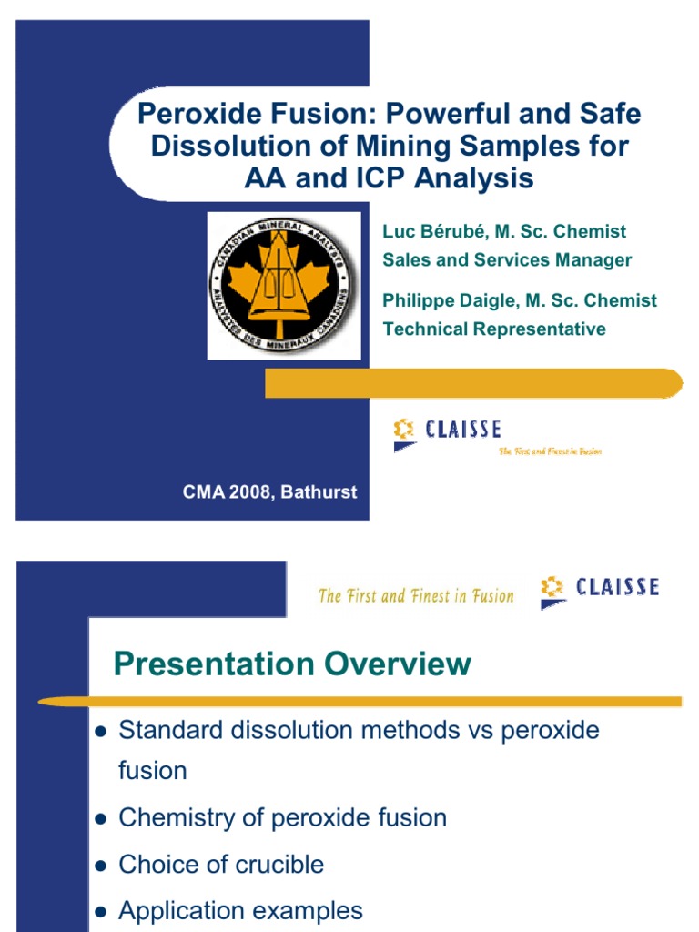 Peroxide Fusion Powerful and Safe Dissolution of Mining Samples For Aa ...
