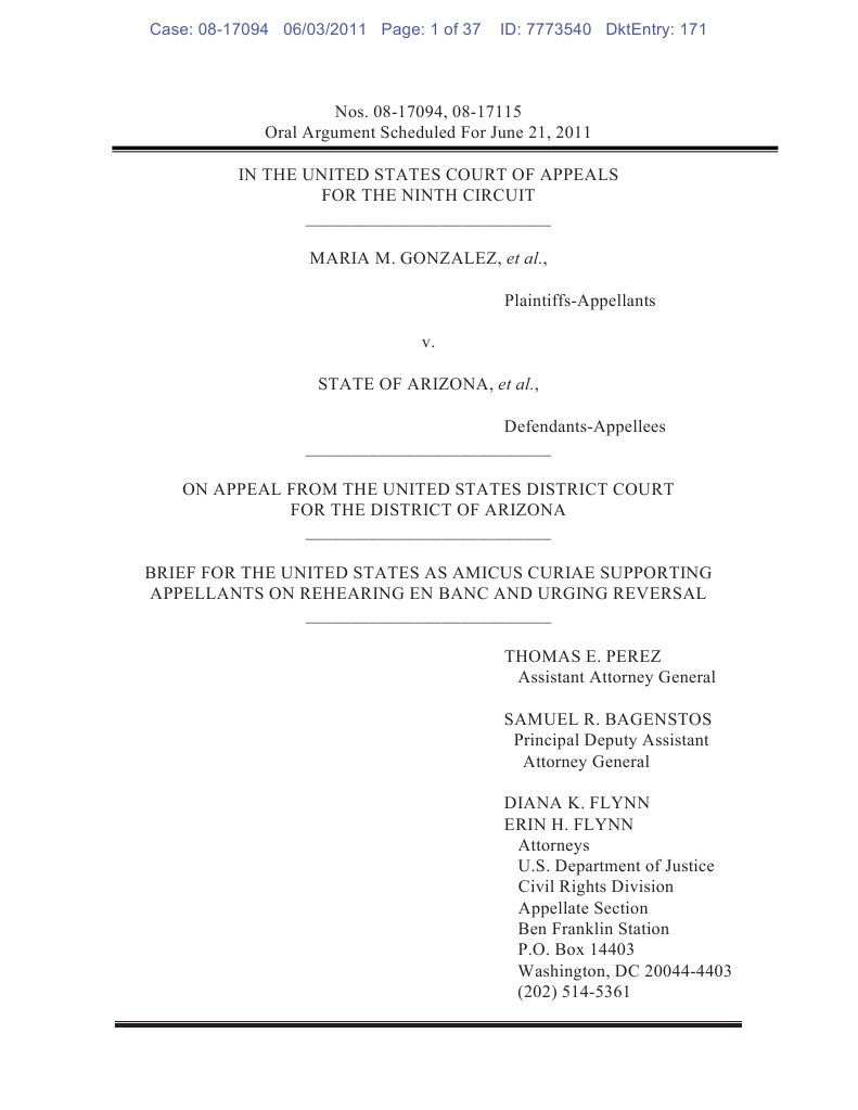 Arizona Case | Voter Registration | Article One Of The United States ...