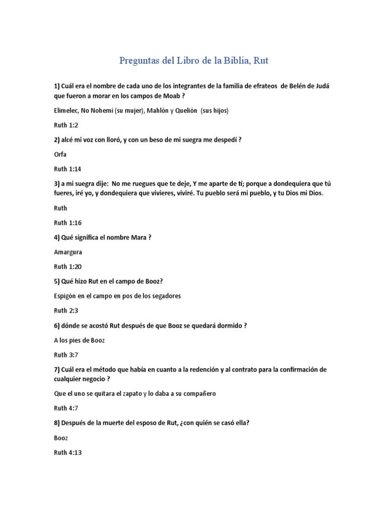 Preguntas Libro de Ruth | PDF