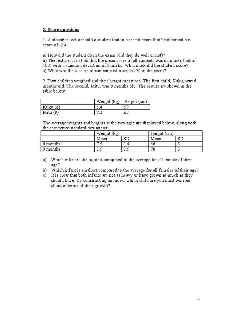 Z Score Questions | PDF