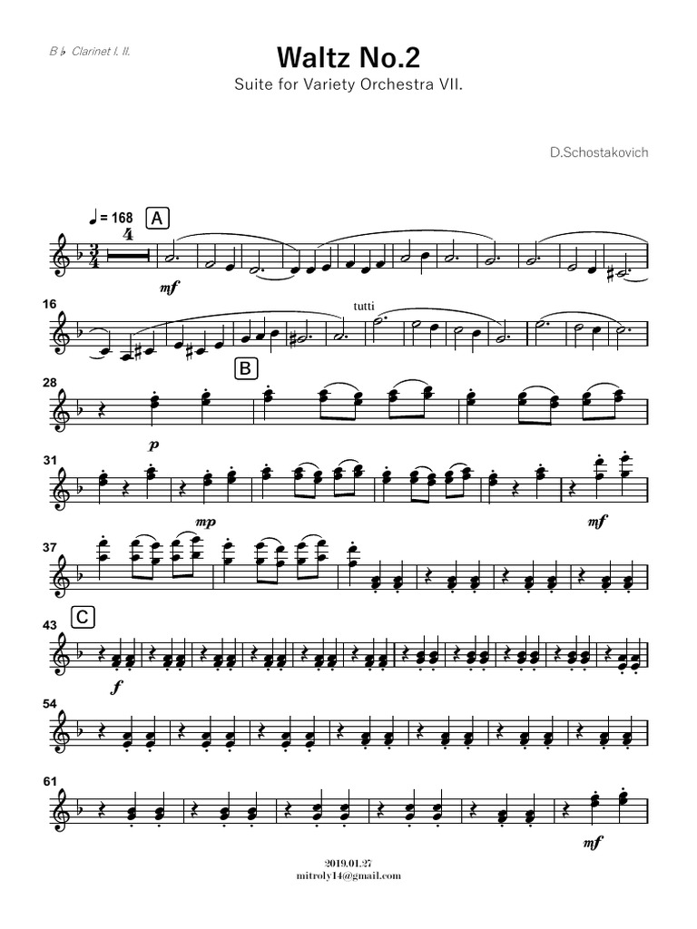 Schostakovich Waltz No.2-Bb Clarinet I. II. | PDF