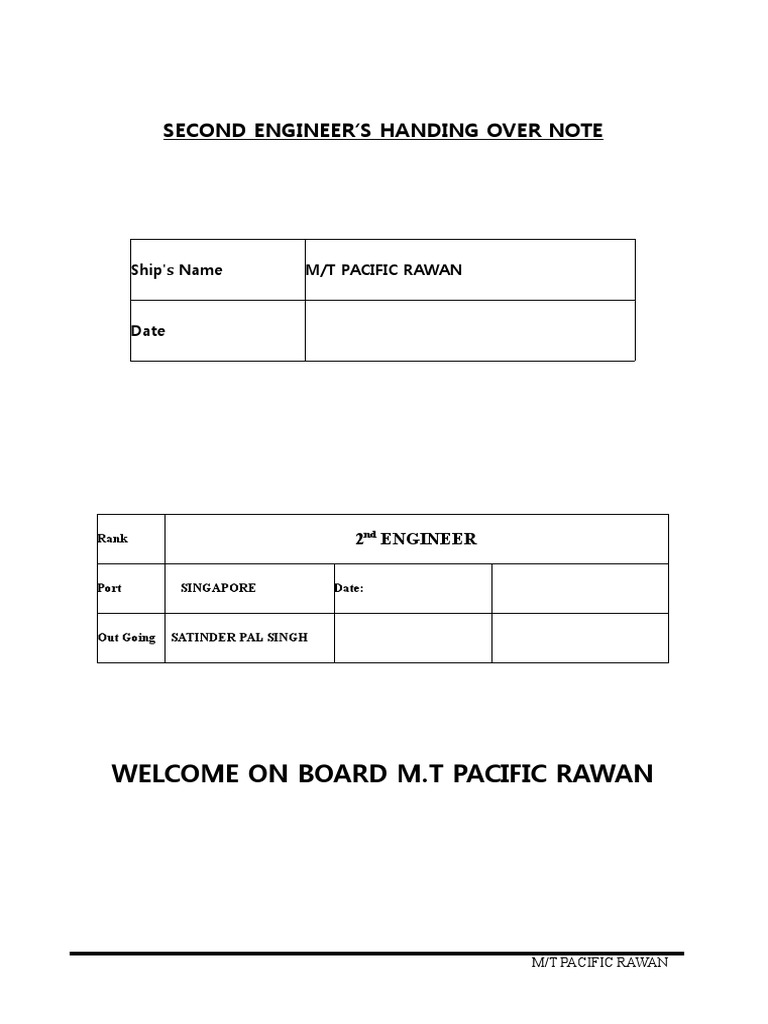 2e Handing Over Note Satinder Pal Singh | PDF | Boiler | Pump