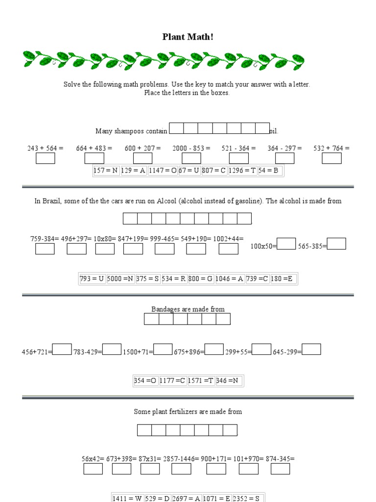 Plant Math | PDF | Teaching Methods & Materials