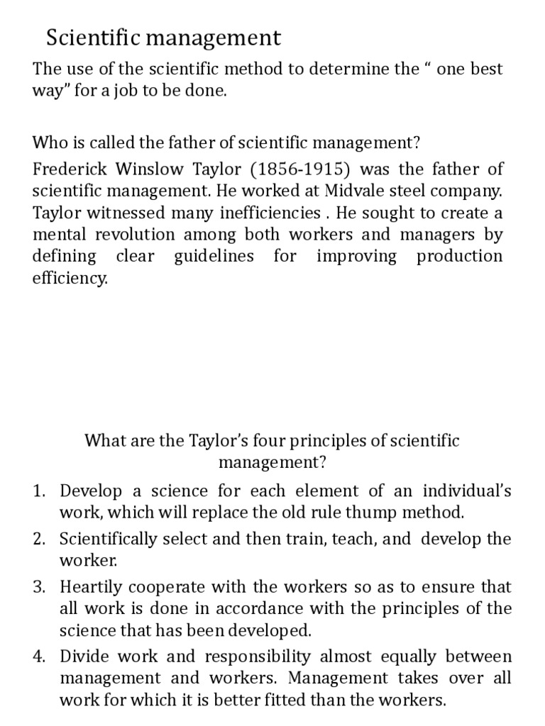 A Historical Overview of Scientific Management and Early Management ...