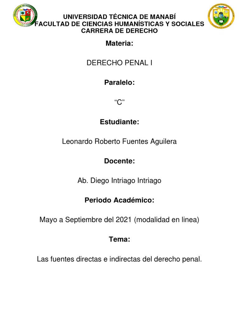 Las Fuentes Directas e Indirectas Del Derecho Penal. | PDF | Derecho ...