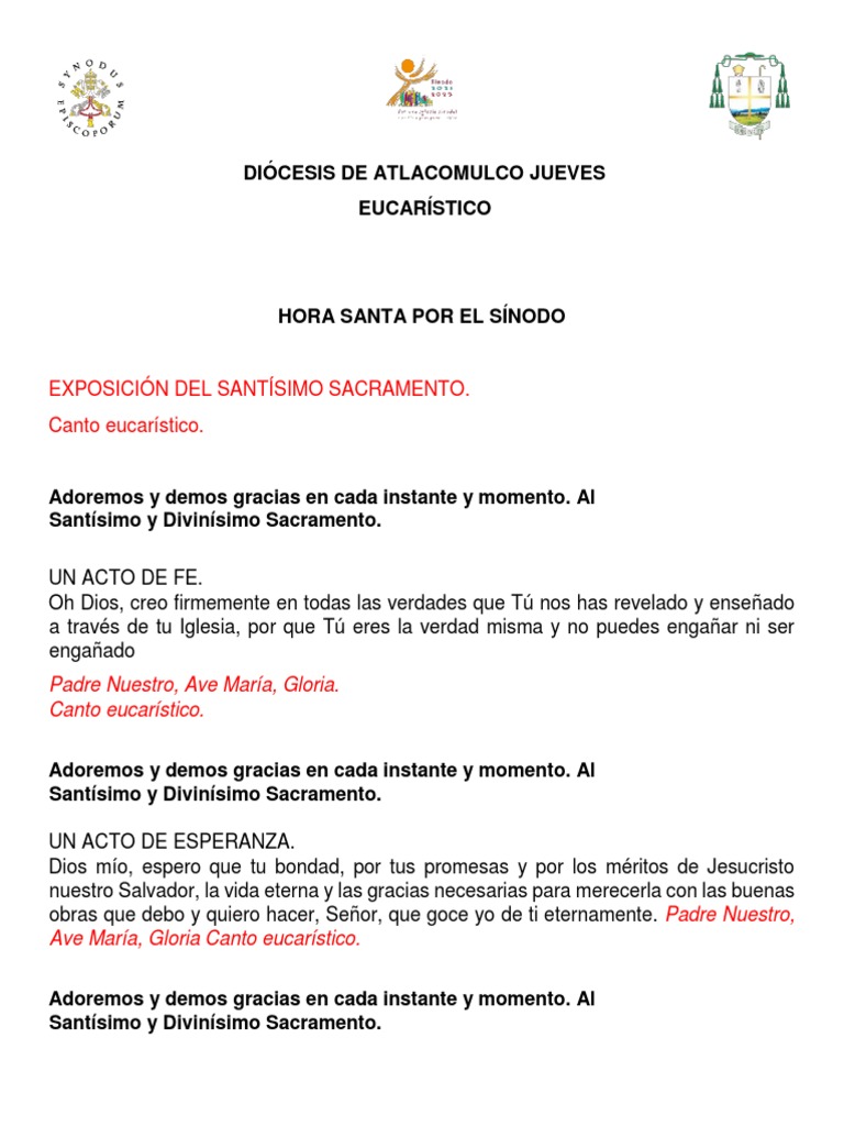 Hora Santa por el Sínodo: Un encuentro con la Palabra de Dios y la oración por el camino sinodal ...