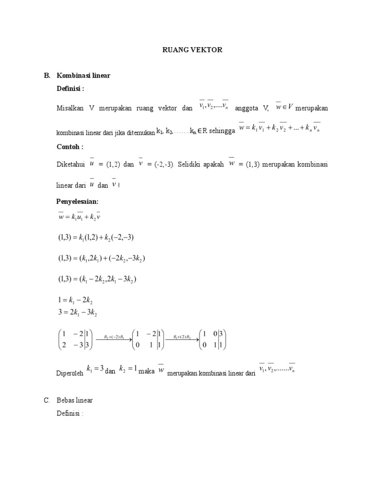 Kombinasi Linear dan Himpunan Bebas Linear | PDF | Metode & Bahan Ajar