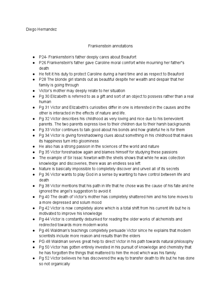 Frankenstein Annotations 1 | PDF | Frankenstein