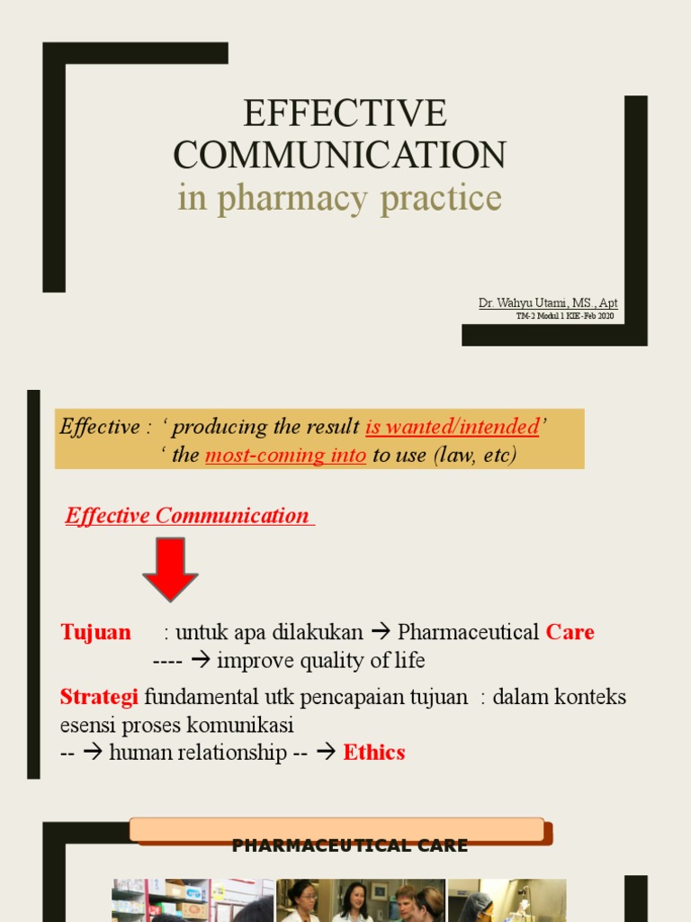Effective Communication: in Pharmacy Practice | PDF | Communication ...