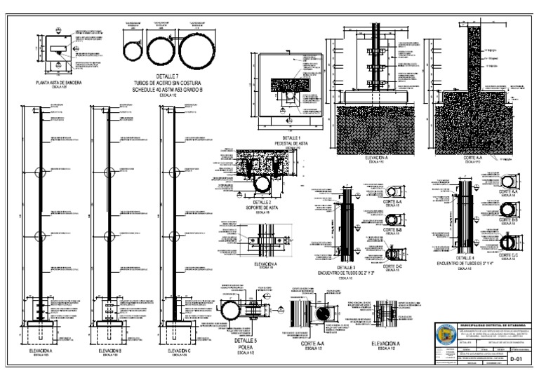 D-01 Detalle de Asta de Bandera-D-01 | PDF | Ingeniería de Edificación ...