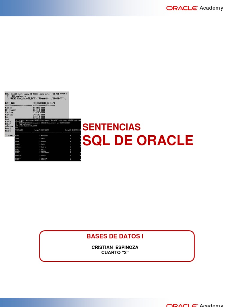 Oracle SQL | PDF | SQL | Bases de datos