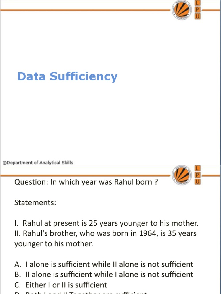 Data Sufficiency | Download Free PDF | Interest