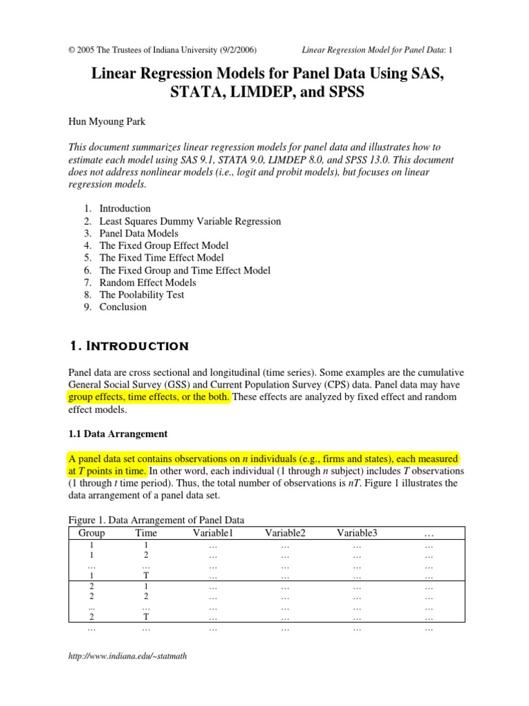 (Ebook) Linear Regression Models For Panel Data Using SAS, Stata, Limdep and SPSS | PDF | Errors ...