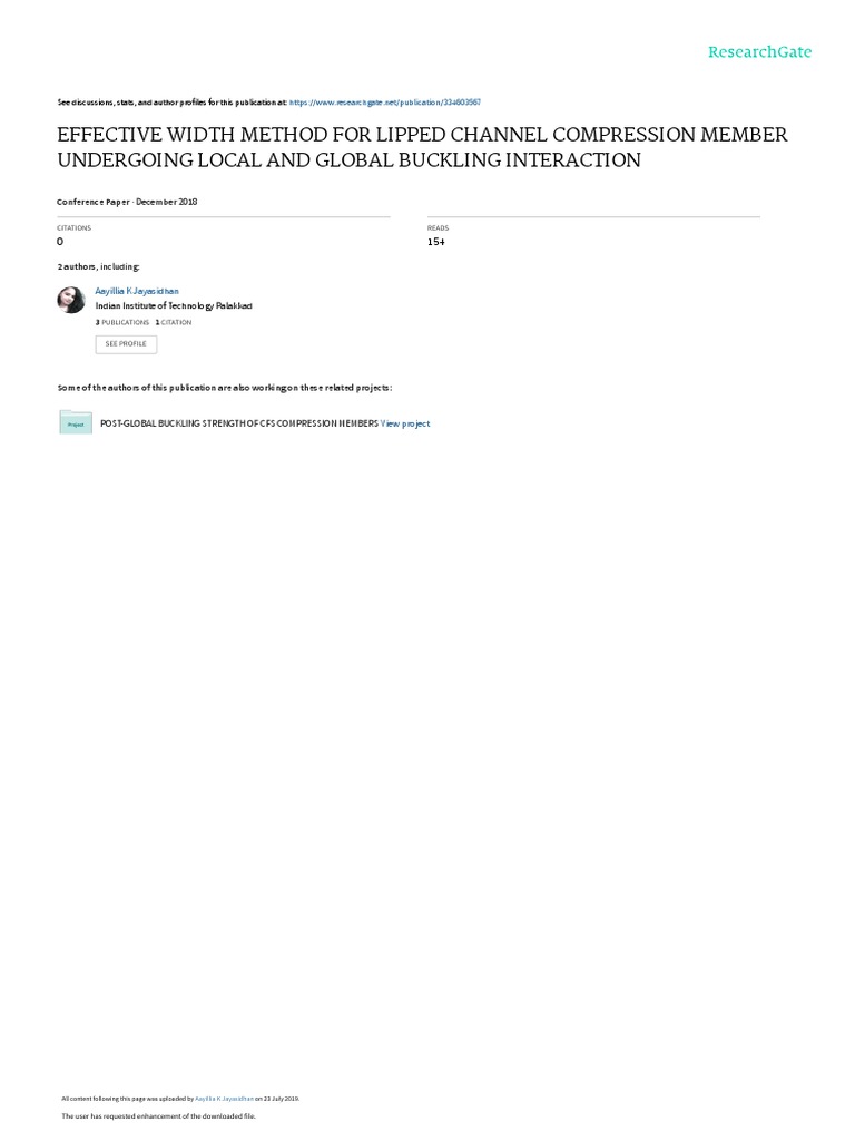 Lipped channel compression members: Effective width method for local ...
