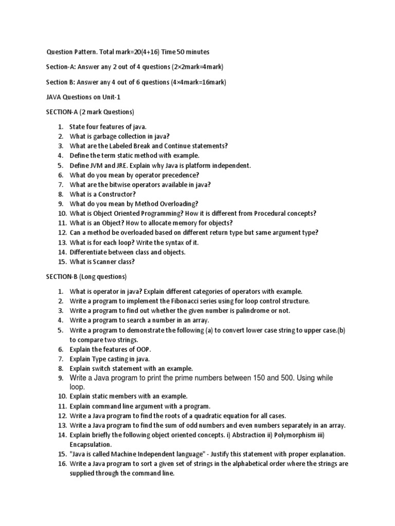 Questions Unit1 and Unit 2 | PDF | Method (Computer Programming) | Inheritance (Object Oriented ...