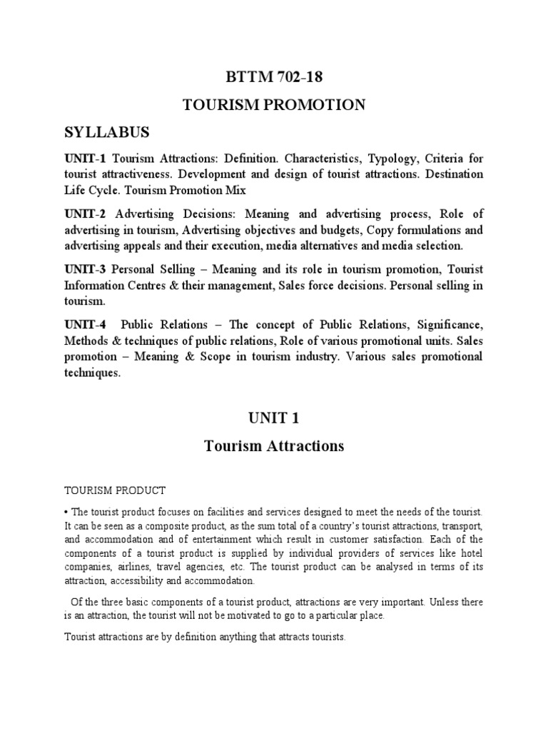 BTTM 702 Tourism Promotion | PDF | Tourism | Advertising
