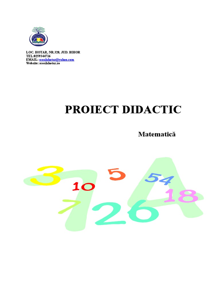 Proiect Didactic Matematica | PDF