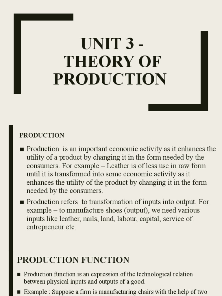 Unit 3 - Theory of Production - Micro | PDF | Production Function ...
