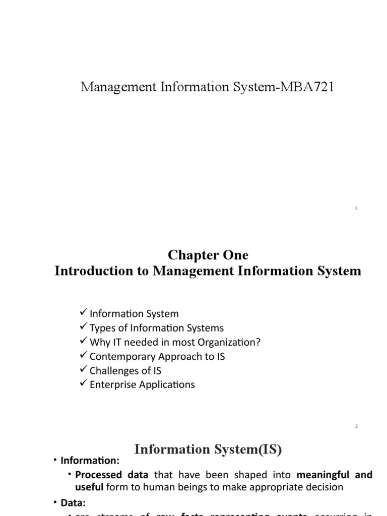 MIS Chapter 1 | PDF | Information System | Management Information System